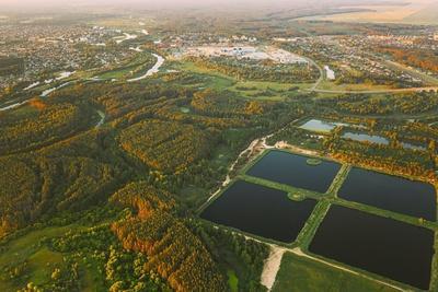 'Aerial View Retention Basins, Wet Pond, Wet Detention Basin Or ...