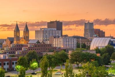 'Akron, Ohio, USA downtown skyline at dusk' Photo | AllPosters.com