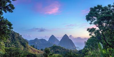 Caribbean, St Lucia, Petit and Gros Piton Mountains (UNESCO World ...
