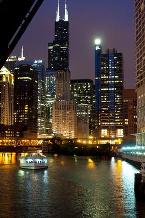 'Chicago Navy Pier and Skyline at Night, Chicago, Illinois, Usa ...