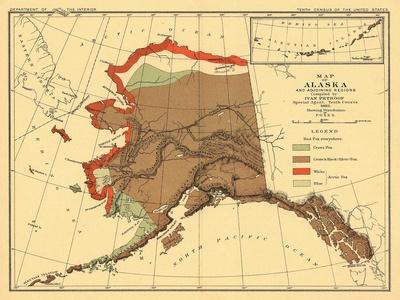 'Alaska - Fox Population State Map' Posters - Lantern Press ...