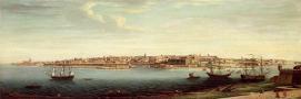 View of Valetta and the Grand Port of Malta with Ships of the Knights ...
