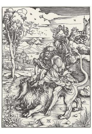 'Albrecht Durer (Samson tears the lion) Art Poster Print' Posters ...