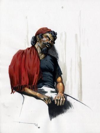 'Pirate (Privateer) or Sleeping Seaman. Colour Drawing by Alessandro ...