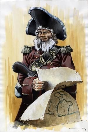 'Portrait of a Pirate (Privateer) or Sailor Wearing a Tricorn with a ...