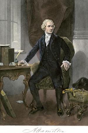'Alexander Hamilton at His Desk, Full Portrait, with Autograph' Giclee ...