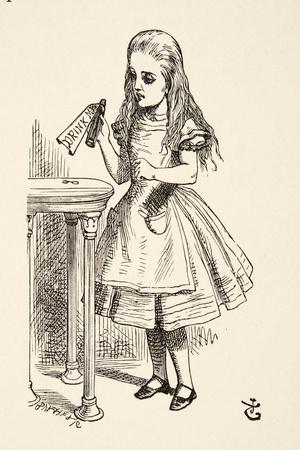 'Alice Peering at the 'Drink Me' Bottle, from 'Alice's Adventures in ...