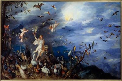 'Allegory of the Air Young Naked Woman Surrounded by All Species of ...