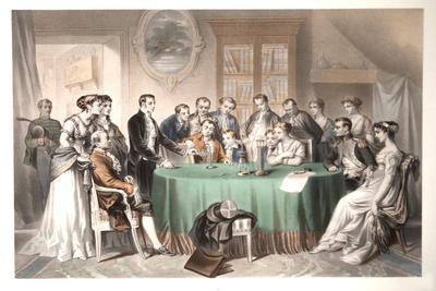 'Allessandro Volta amazes Napoleon Bonaparte with his battery, c. 1850 ...