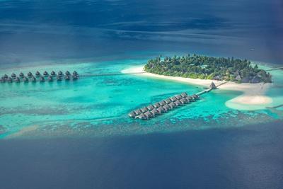 'Amazing aerial landscape, luxury tropical resort or hotel with water ...