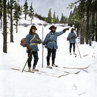 'American Cavalry Officers Inspecting Yellowstone Park Skis, Years 1890 ...