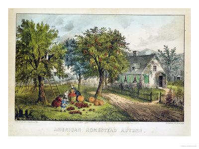 'American Homestead; Autumn' Giclee Print - Currier & Ives | AllPosters.com