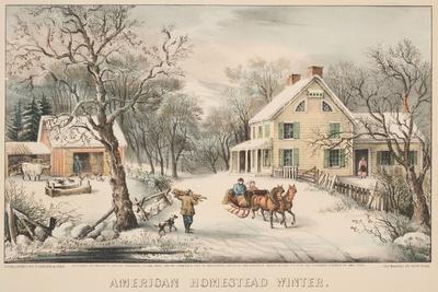 'American Homestead Winter, 1868 (Coloured Litho)' Giclee Print - N and ...