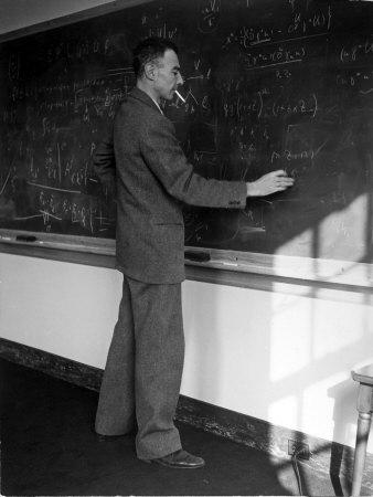 'American Physicist J. Robert Oppenheimer Writing on Blackboard at the ...