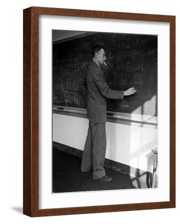 'American Physicist J. Robert Oppenheimer Writing on Blackboard at the ...