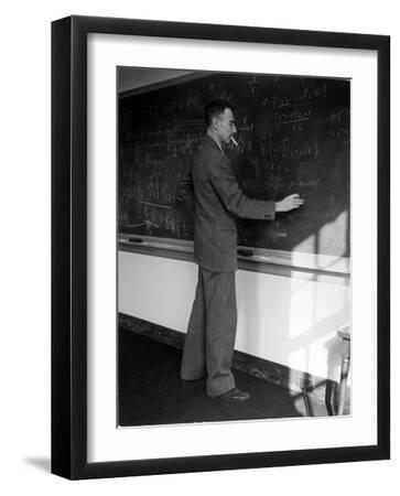 'American Physicist J. Robert Oppenheimer Writing on Blackboard at the ...