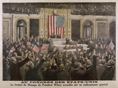 'American President Woodrow Wilson Asks Congress to Declare War' Prints ...