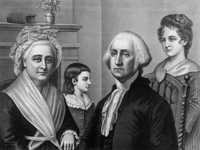 'George Washington with His Wife Martha Washington and His Children in ...
