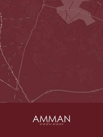 'Amman, Jordan Red Map' Posters | AllPosters.com