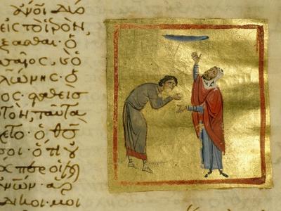 'An illumination from a Byzantine manuscript depicting the story of the ...
