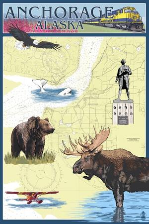 'Anchorage, Alaska - Nautical Chart' Prints - Lantern Press ...