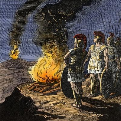 'Ancient Greek Military Communicating via Beacon Fires.' Giclee Print ...
