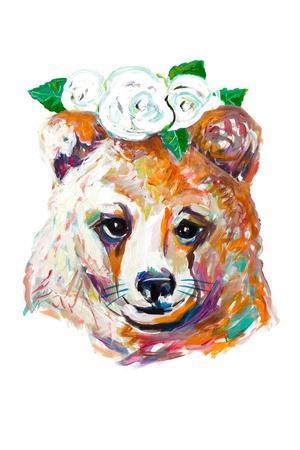 'Bear with Flower Crown' Posters - Andy Beauchamp | AllPosters.com