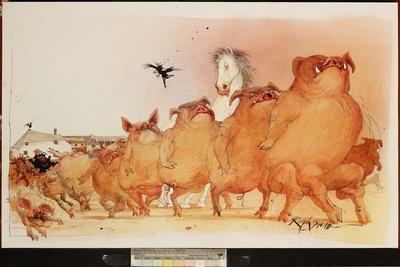'Animal Farm, p144&145, 1995 (drawing)' Giclee Print - Ralph Steadman ...