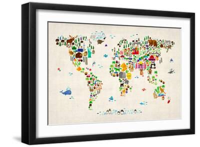 'Animal Map of the World' Prints - Michael Tompsett | AllPosters.com