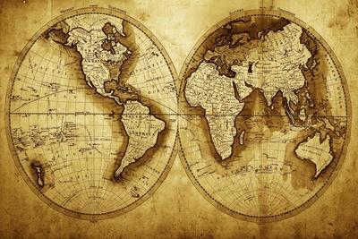 'Antique Map Of The World (Circa 1711 Year)' Poster - Oleg Golovnev ...