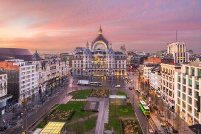 Antwerp, Belgium cityscape from above at twilight Photo | AllPosters.com