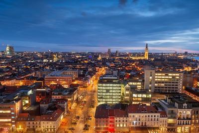Antwerp, Belgium cityscape from above at twilight Photo | AllPosters.com