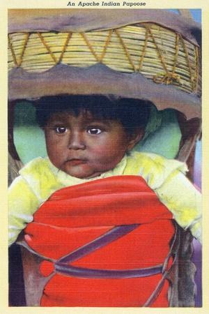 'Apache Indian Baby in Papoose' Posters - Lantern Press | AllPosters.com