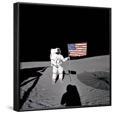 'Apollo 14 Astronaut Alan B Shepard Stands by the US Flag on the Lunar ...