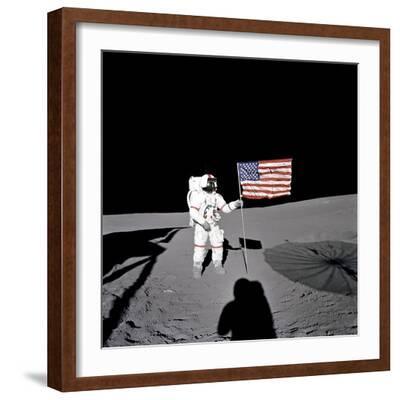 'Apollo 14 Astronaut Alan B Shepard Stands by the US Flag on the Lunar ...