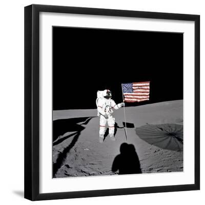 'Apollo 14 Astronaut Alan B Shepard Stands by the US Flag on the Lunar ...