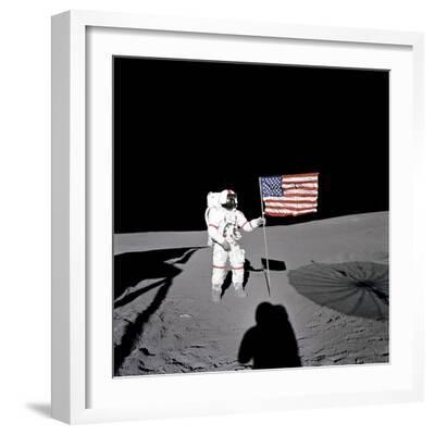 'Apollo 14 Astronaut Alan B Shepard Stands by the US Flag on the Lunar ...