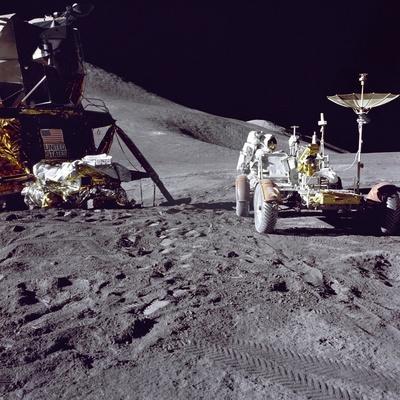 'Apollo 15 Astronaut James Irwin Loads Lunar Roving Vehicle at the ...