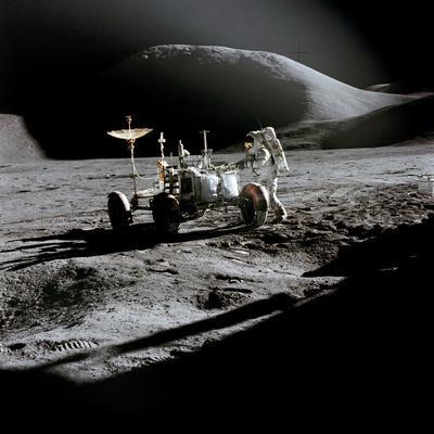 'Apollo 15 Astronaut James Irwin Works at the Lunar Roving Vehicle at ...