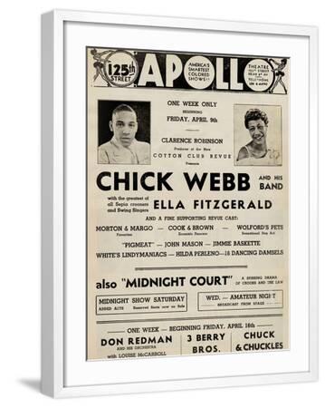 'Apollo Theatre Handbill: Chick Webb, Ella Fitzgerald, Cook and Brown ...