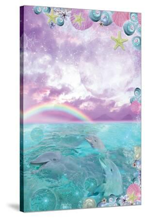 'Aqua Dolphin' Stretched Canvas Print - Alixandra Mullins | AllPosters.com