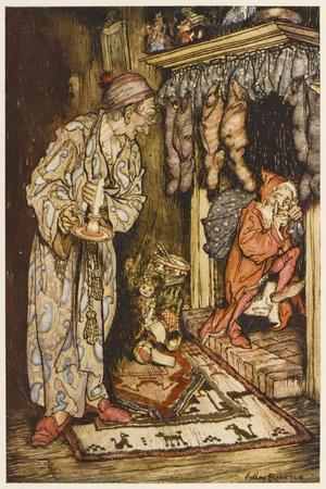 'Santa Up Chimney, C20th' Poster - Arthur Rackham | AllPosters.com