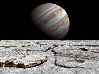 'Artist's Concept of Jupiter as Seen across the Icy Surface of its Moon ...