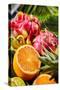 Close-Up of Exotic Background from Fresh Ripe Tropical Fruits Dragon ...
