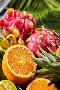 Close-Up of Exotic Background from Fresh Ripe Tropical Fruits Dragon ...