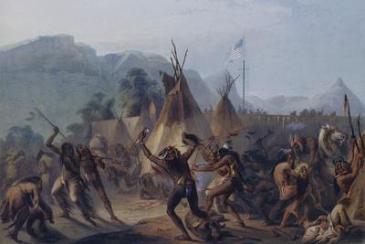 'Assiniboine and Cree Indians Attack a Blackfoot Encampment at Fort ...