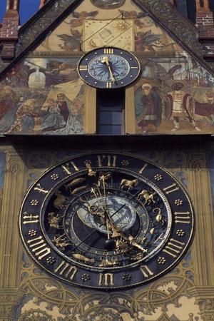 Astronomical Clock, Detail from Ulm Town Hall, Baden-Wuerttemberg ...