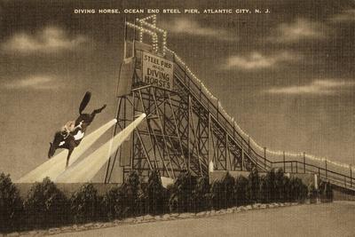 'Atlantic City, New Jersey - Ocean End Steel Pier Diving Horse Scene ...
