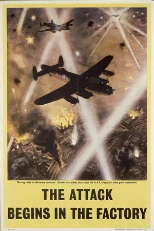 'Attack Begins in Factory, Propaganda Poster from World War II' Giclee ...