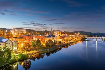 'Augusta, Maine, USA skyline on the Kennebec River at twilight' Photo ...